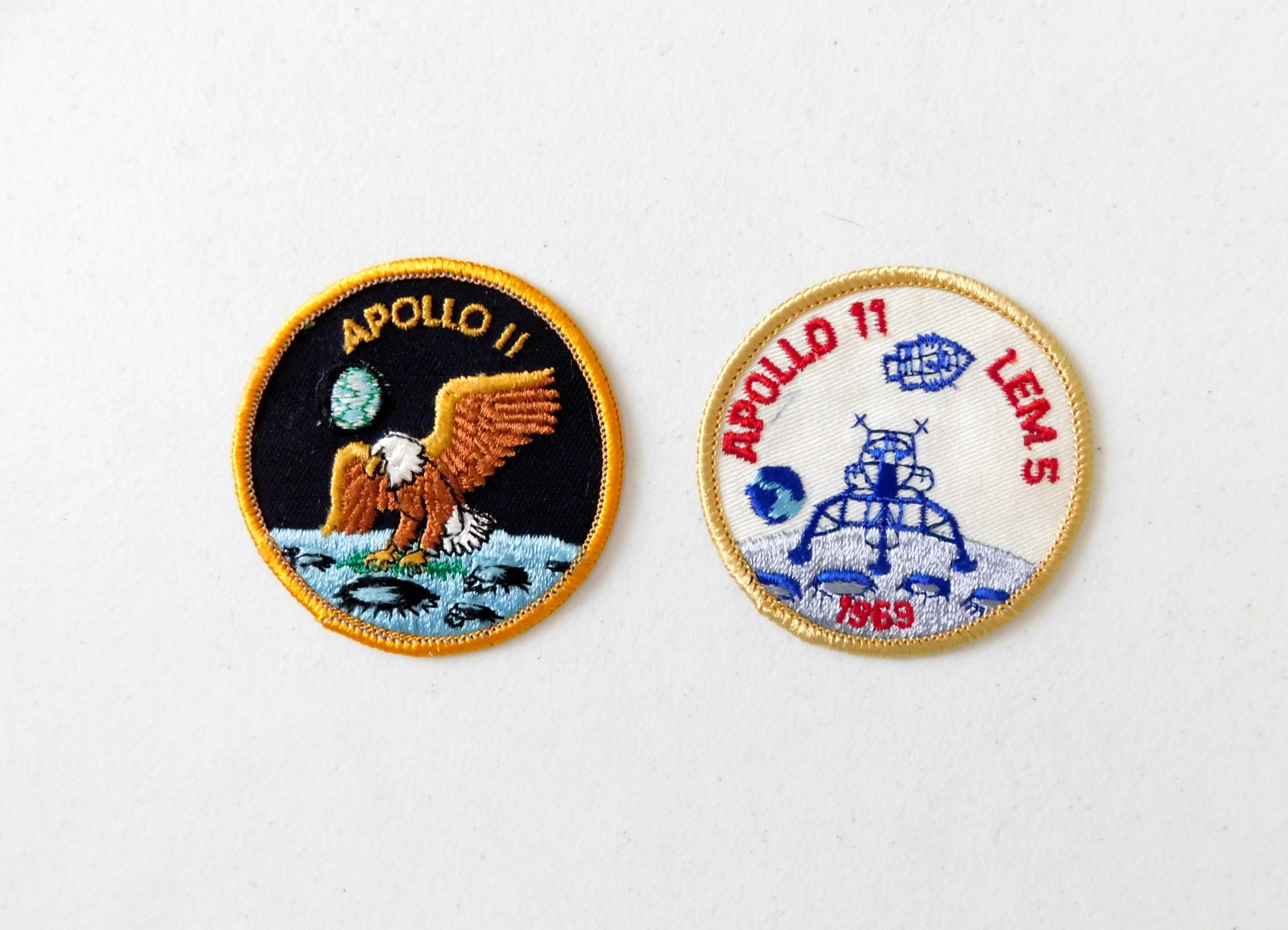 Original 1969 Apollo 11 and LEM 5 Patches With Flag and Apollo 7 ...