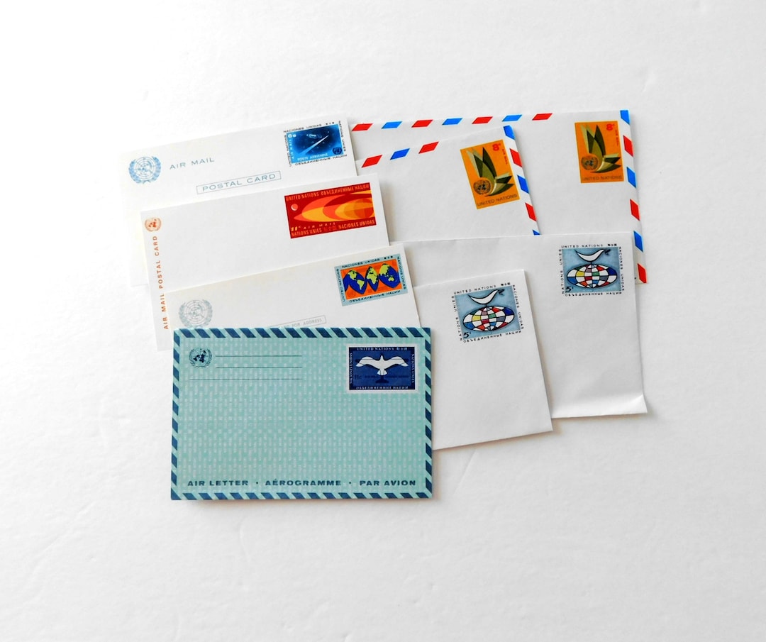 United Nations Postal Envelopes, Postcards and Aerogramme 8 Piece Lot ...