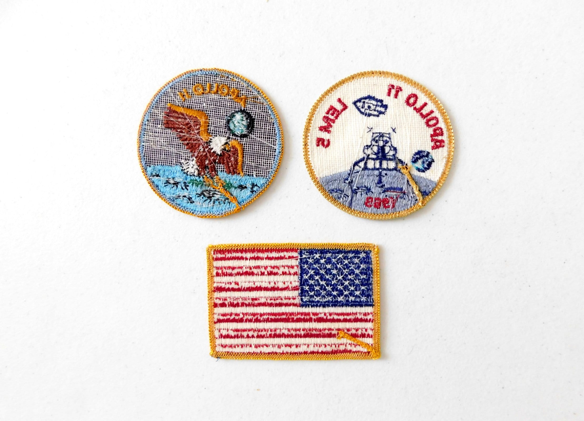 Original 1969 Apollo 11 and LEM 5 Patches With Flag and Apollo 7 ...