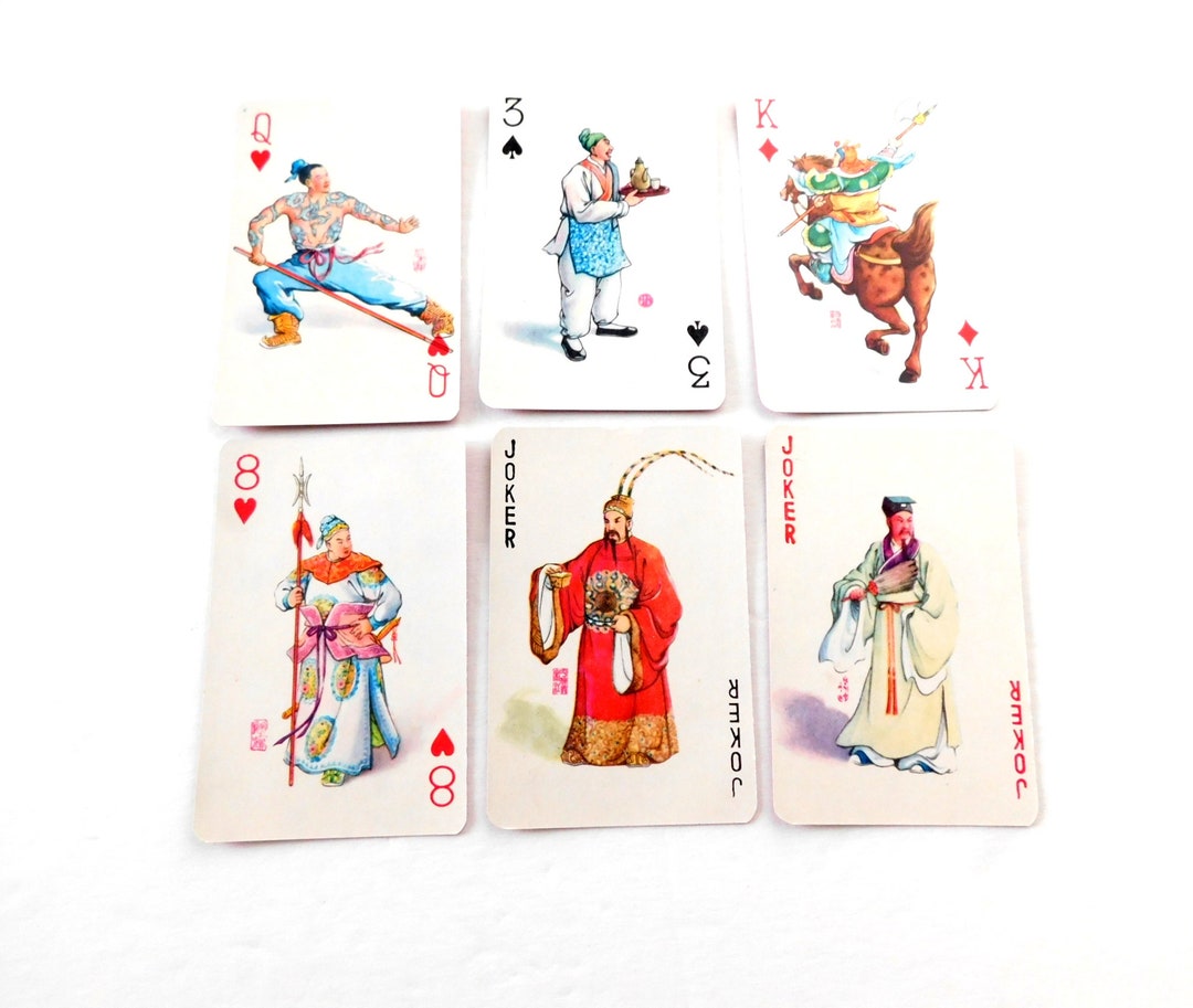 Vintage Chinese Playing Cards 2 Decks Warriors Artisans Peasants Boxed ...