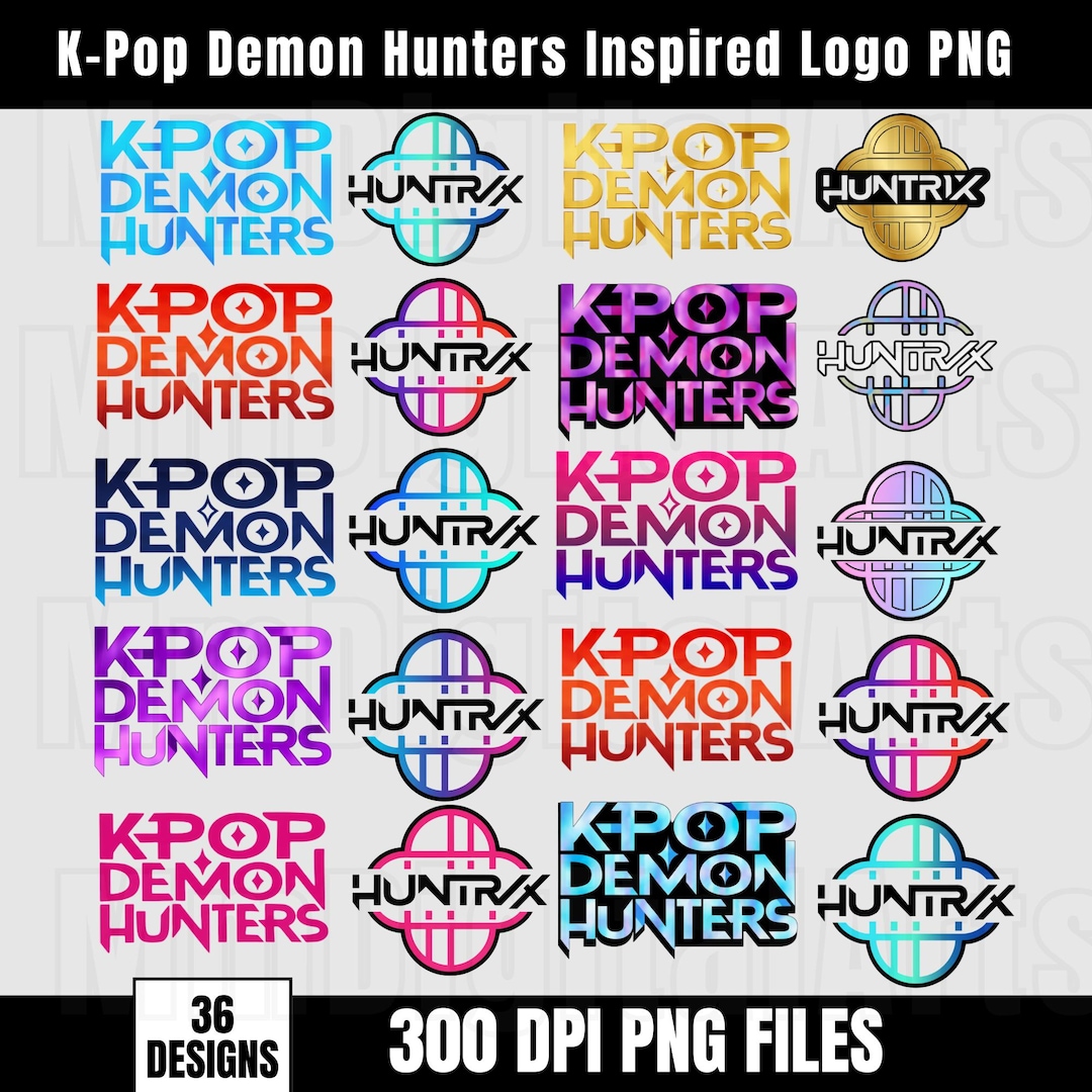 K-pop Demon Hunters Inspired Logo PNG Bundle, Demon Hunter Movie Style ...