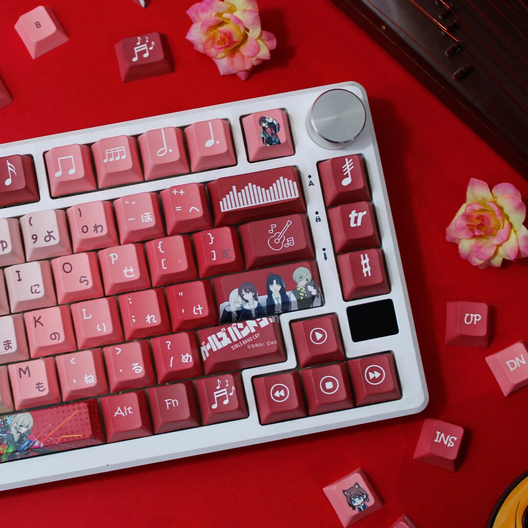 Anime Girls Band Cry Keycaps Transparent Cherry Profile Custom Keyboard ...