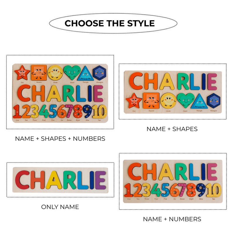 Rainbow Name Puzzle – Wooden Shapes and Numbers, Montessori Toy - Etsy