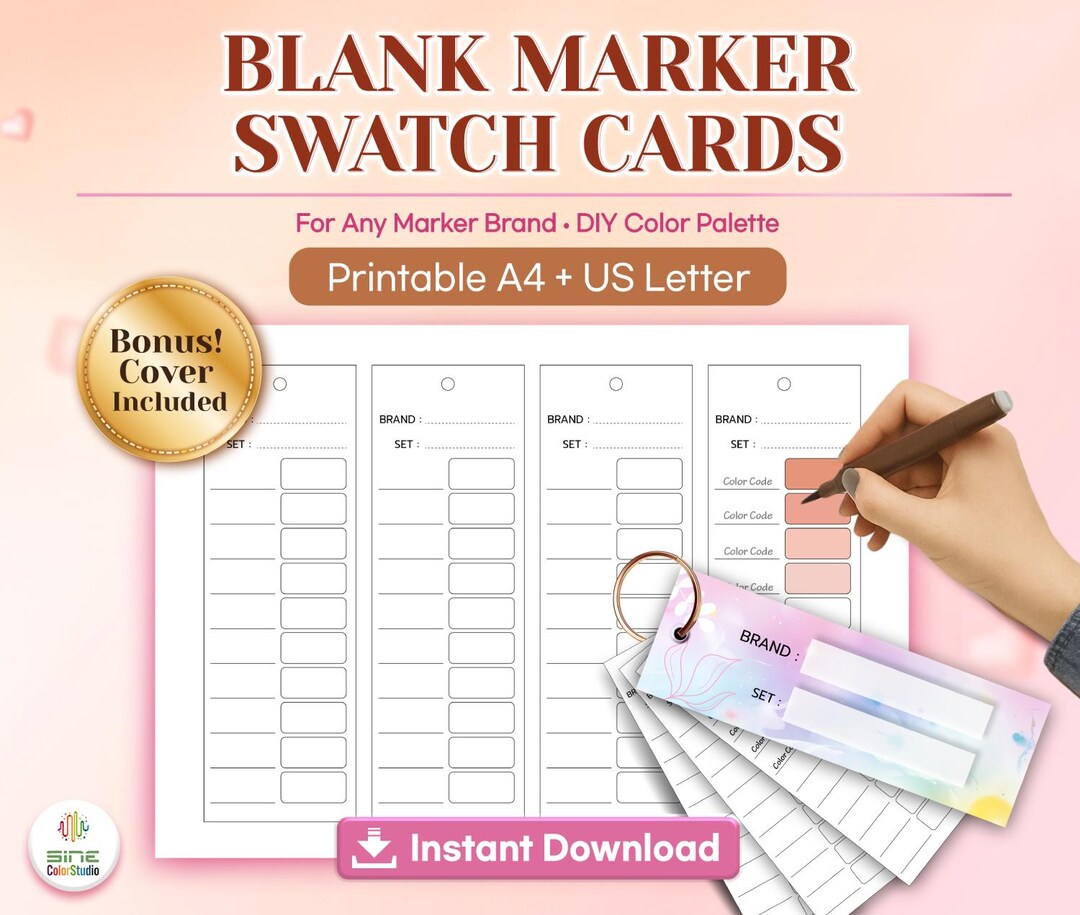 Blank Marker Swatch Cards – DIY Color Chart Template (printable PDF ...