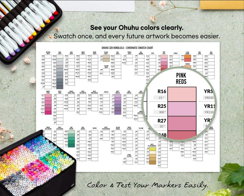 Ohuhu 320 Marker Swatch Chart – Includes New & Old Codes | Printable ...