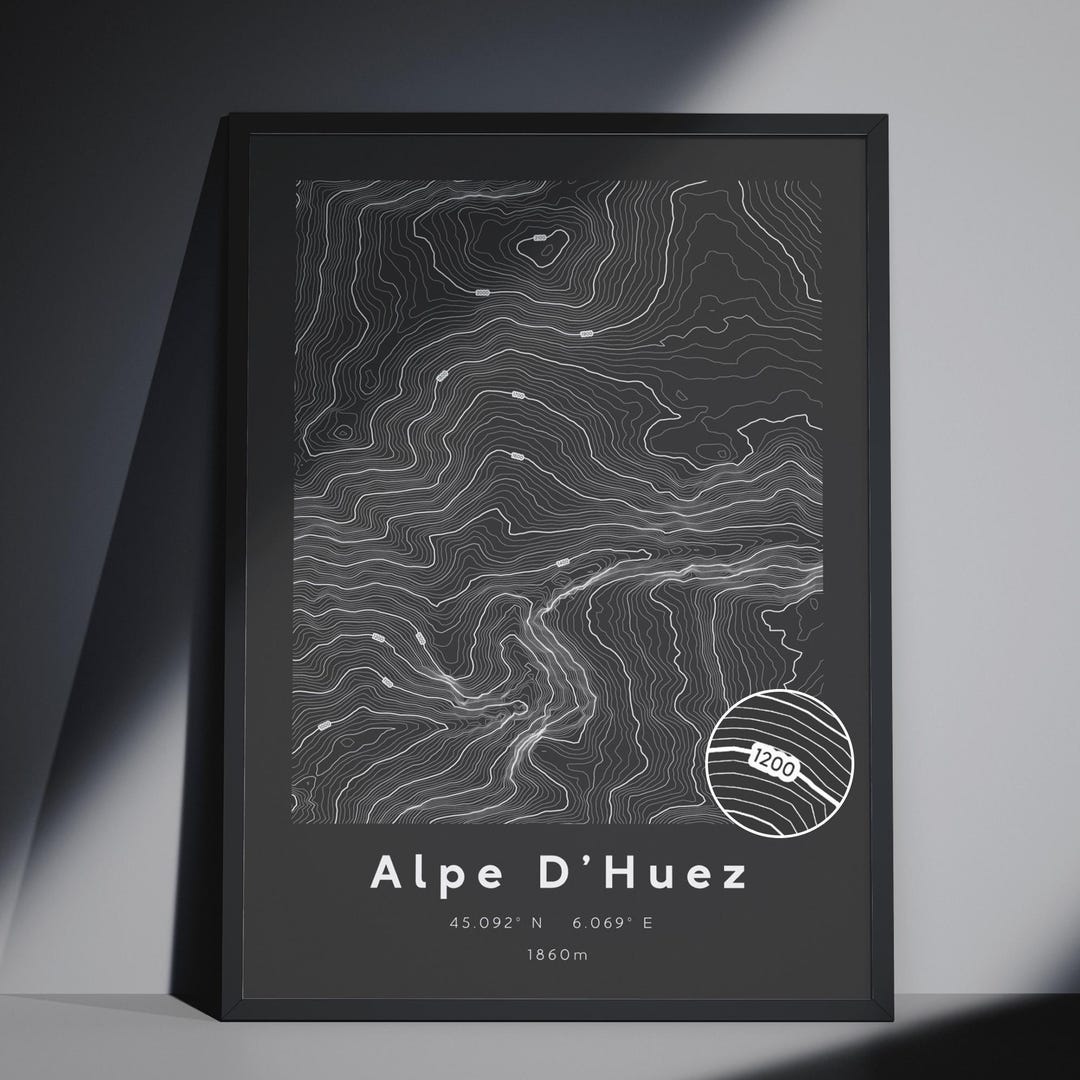Alpe D'huez Topographie Map Print - Custom Mountain Contour Map ...