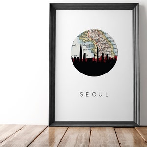 Seoul, South Korea Art, Seoul Skyline, Travel Poster, Asia Map, Asia ...