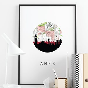 Ames Iowa Map Art, Ames Iowa State Art Print, Iowa Art Print, Ames Iowa ...