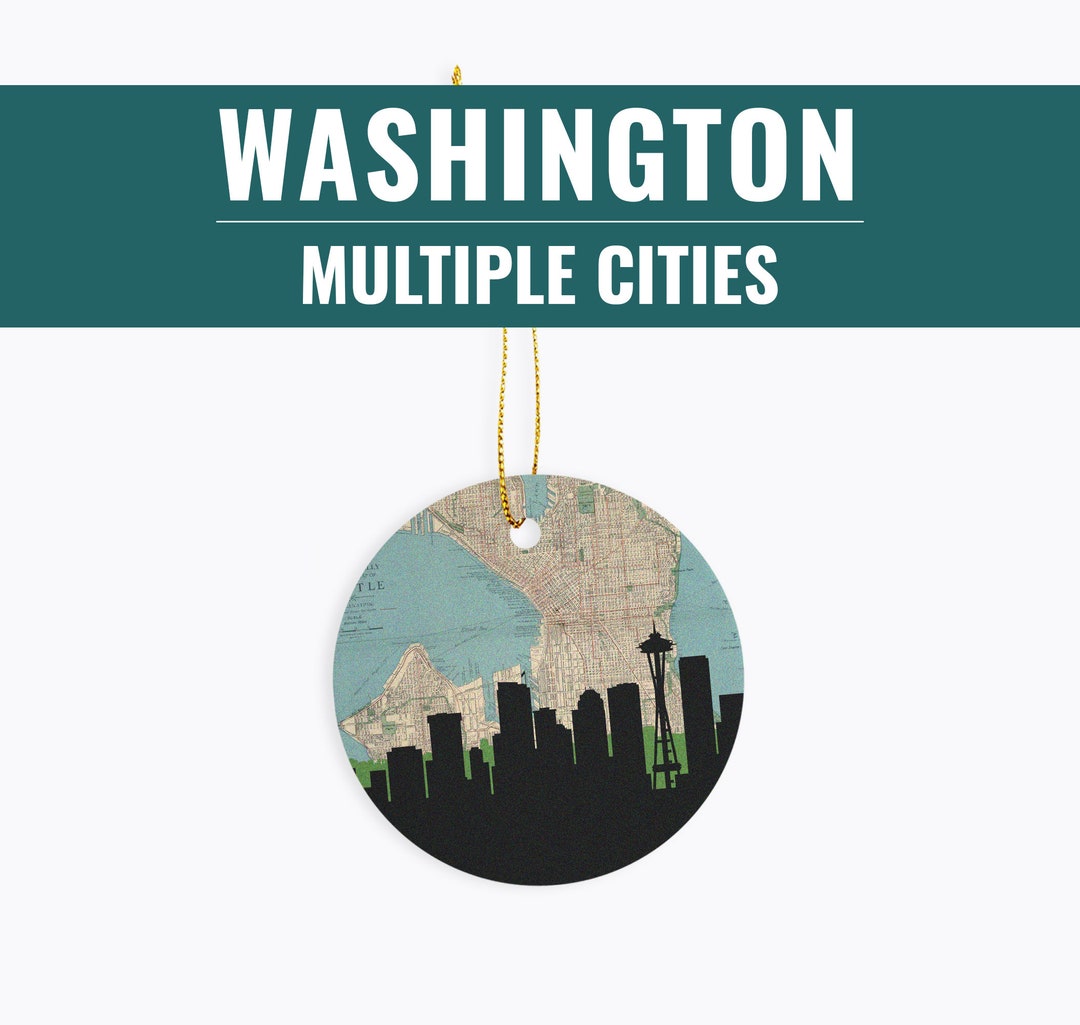 Washington State Ornament, Seattle Tacoma Spokane Vancouver Bellevue ...