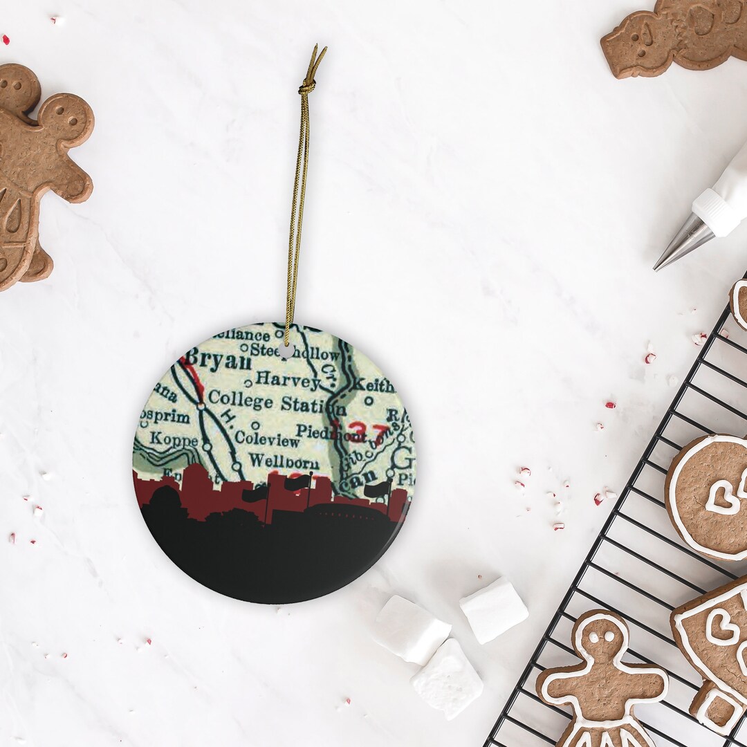 College Station Map Ornament: Texas Aggie Gift, Ceramic Ornament - Etsy