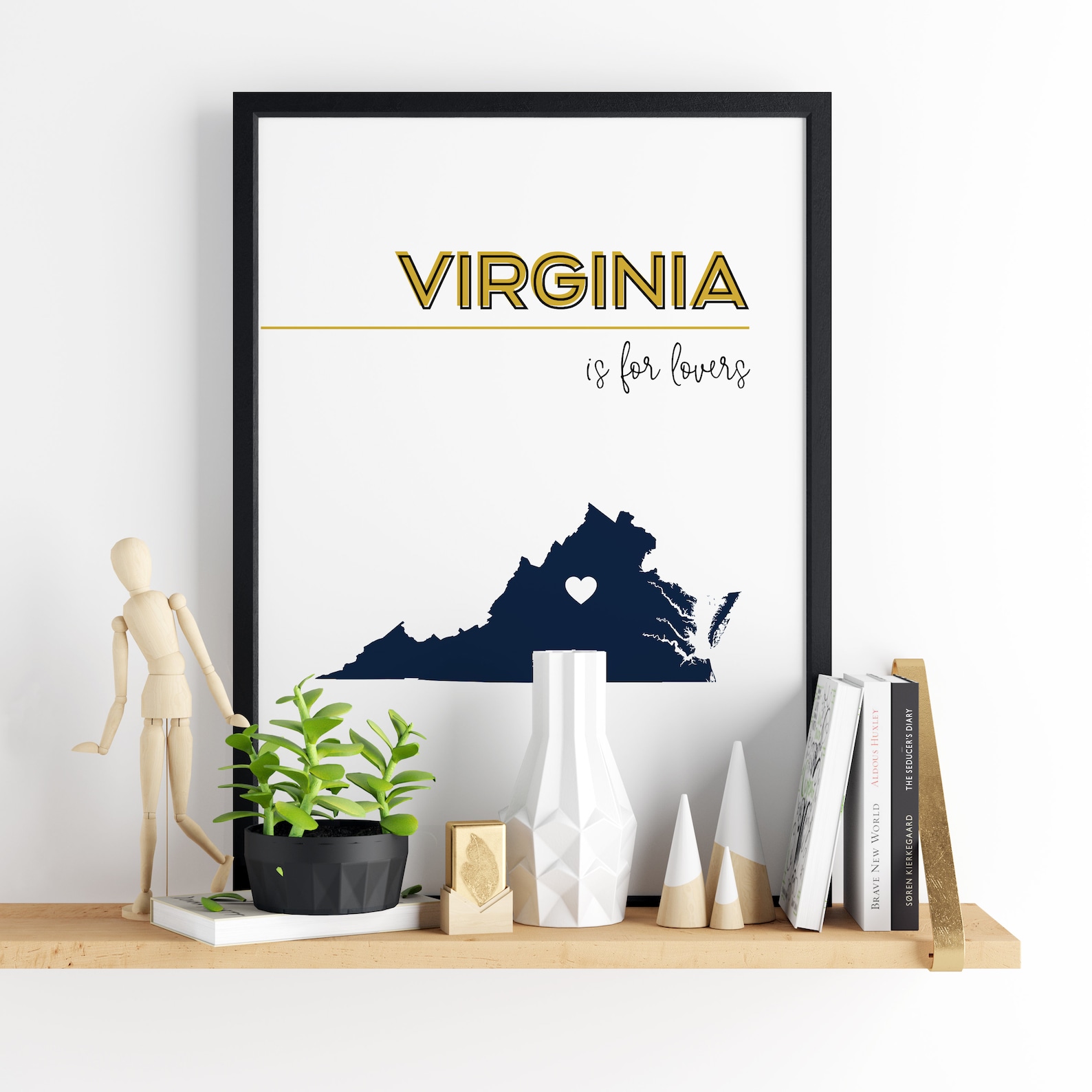 Virginia Wall Art Richmond VA Framed Map Art Norfolk Gifts | Etsy