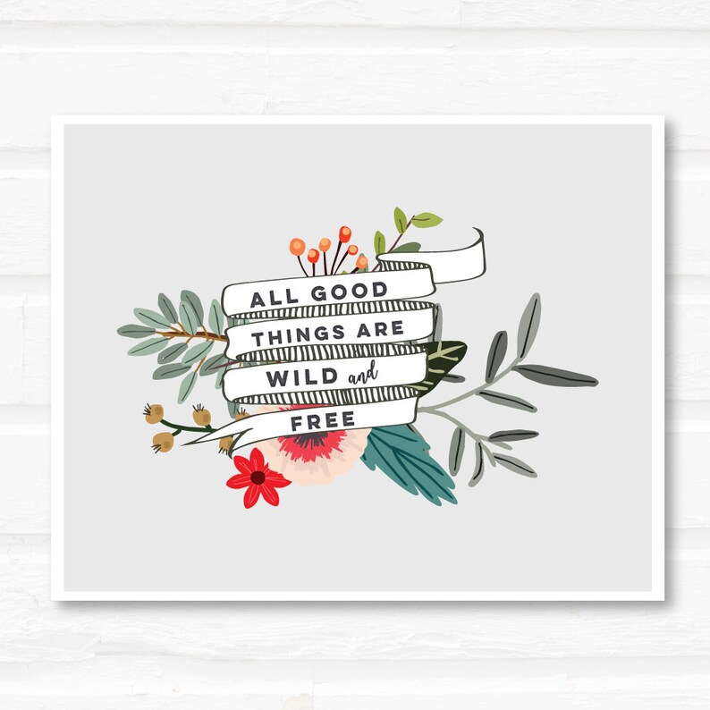 Wild and Free Print Wild and Free Inspirational Quote Art | Etsy