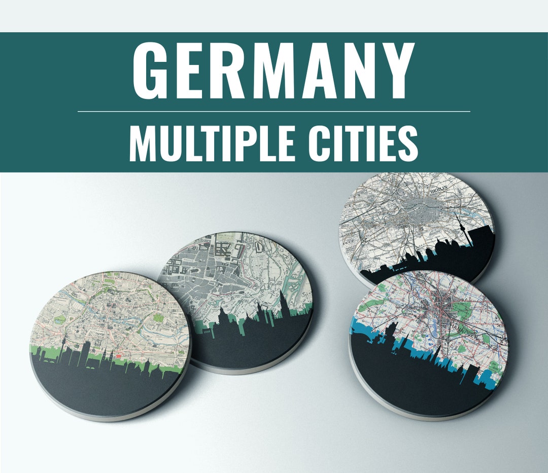 Germany Map Coaster Set for Bar Decor, Berlin & Munich Gifts, Unique ...