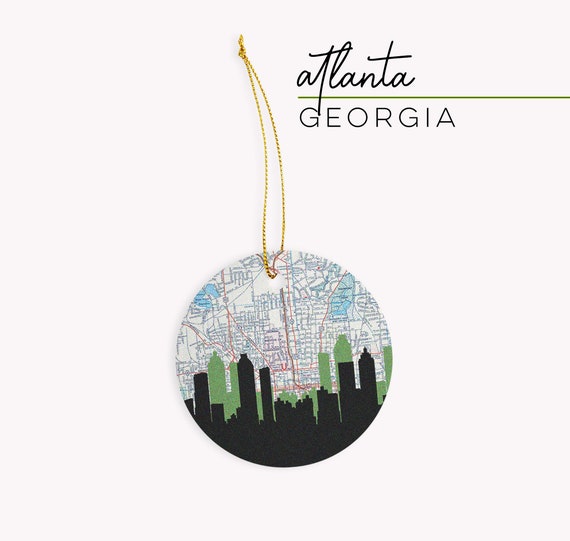 Atlanta Christmas Ornament Atlanta Map Ornament Atlanta | Etsy