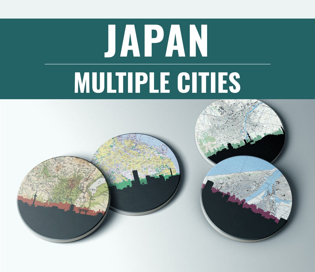 Japan Coasters Set City Map Coasters for Drinks Perfect Gift for Travel ...