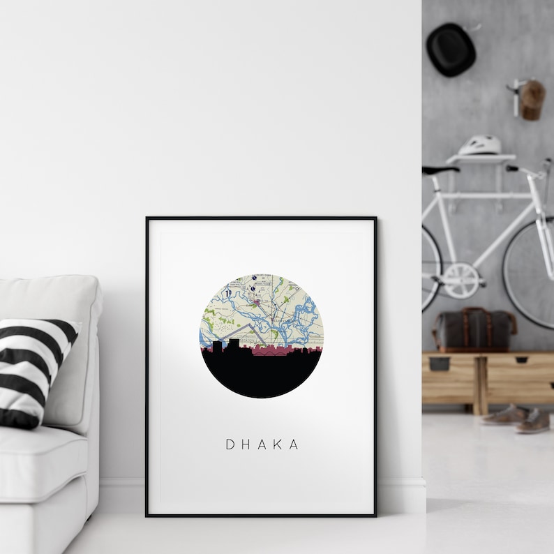 Dhaka Poster Dhaka Bangladesh Map Print Bangladesh Wall Art - Etsy