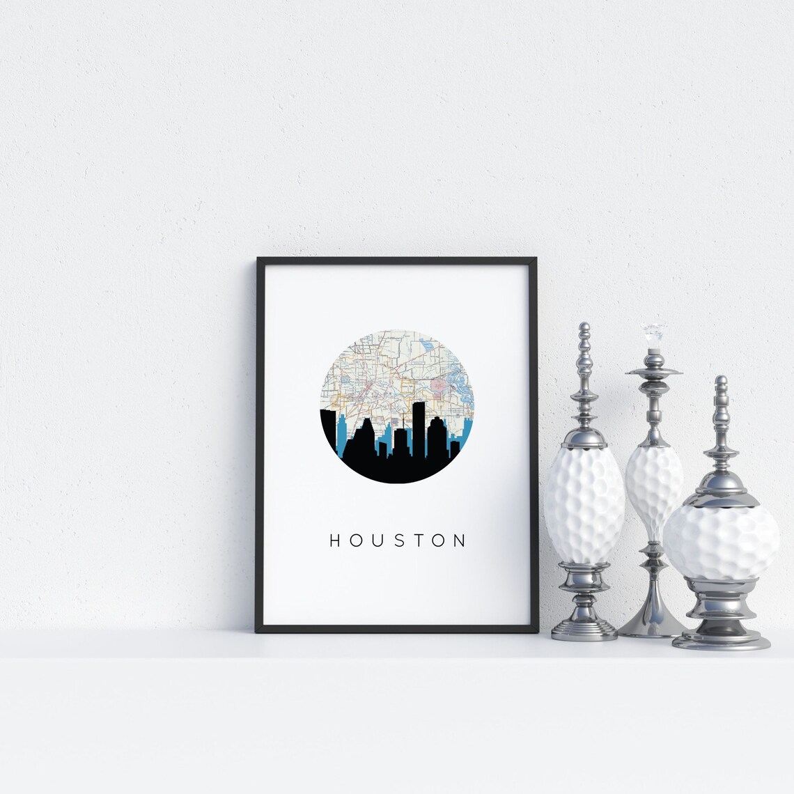 Houston Skyline Print, Houston, Texas Wall Art, Travel Poster, City ...