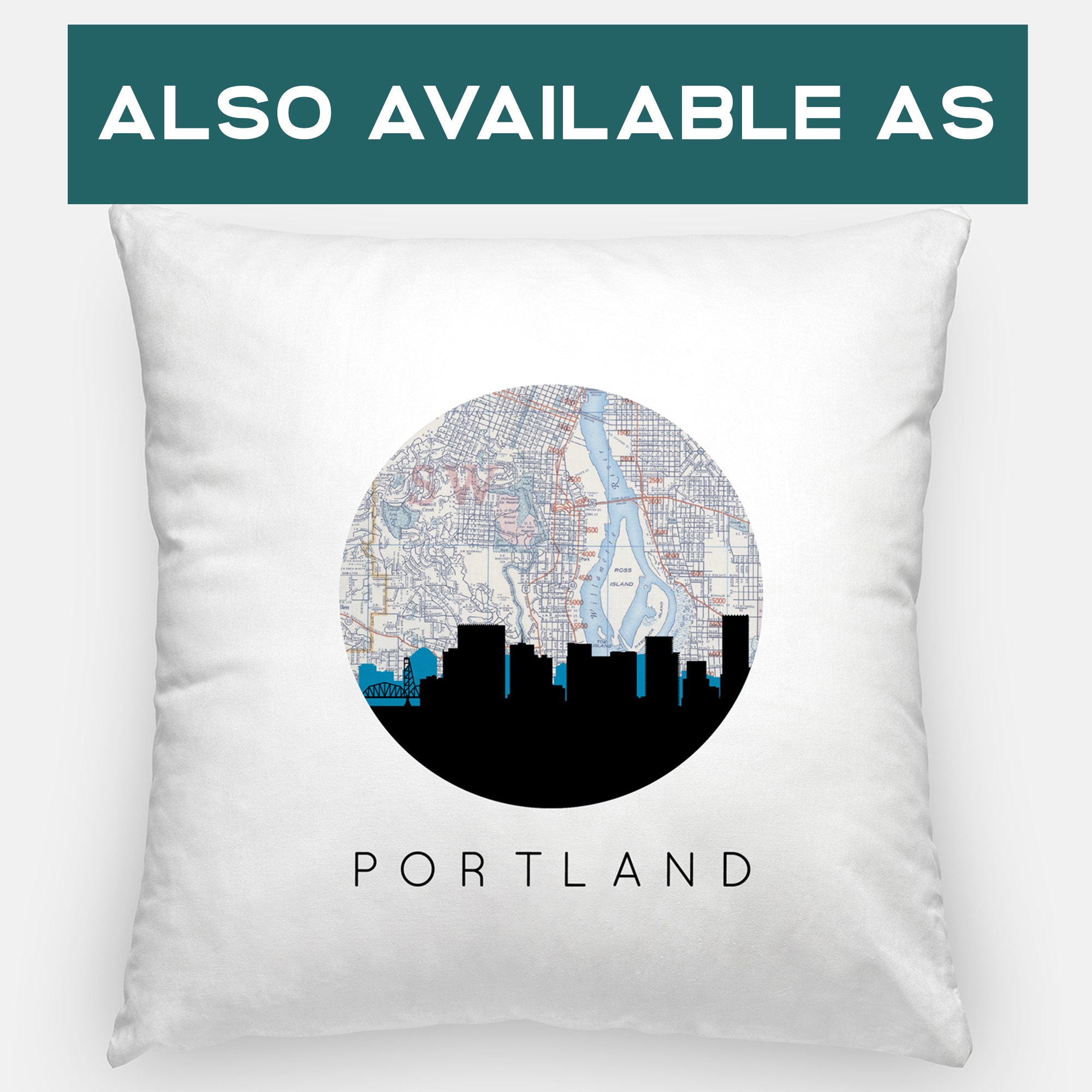 Portland Oregon art, Portland map print, Portland skyline, Portland art ...