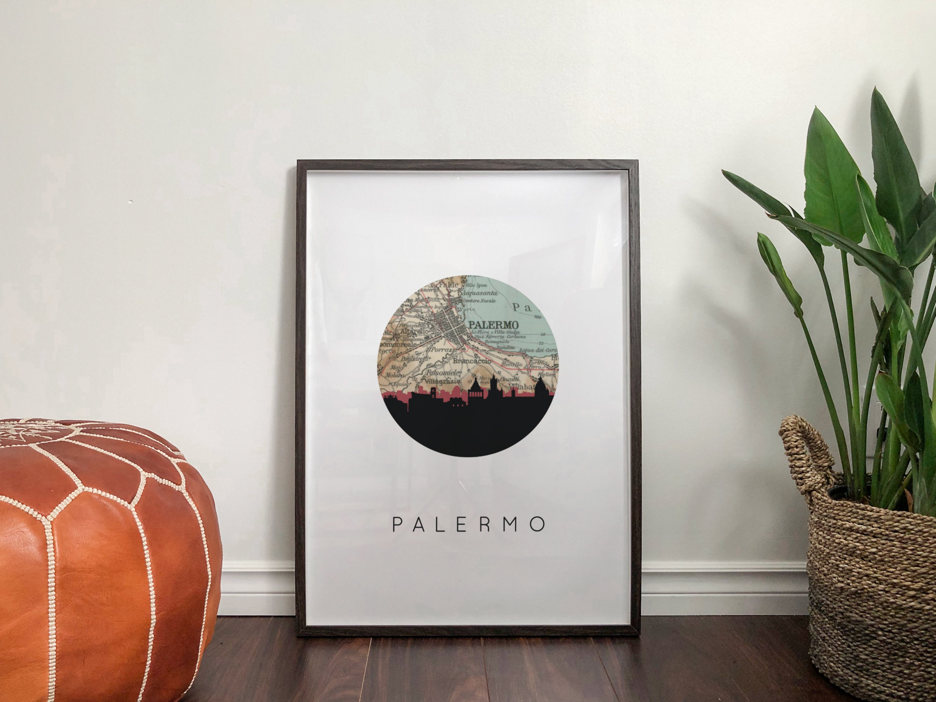 Palermo Italy Map Print Italy Wall Art Italy Print Skyline | Etsy