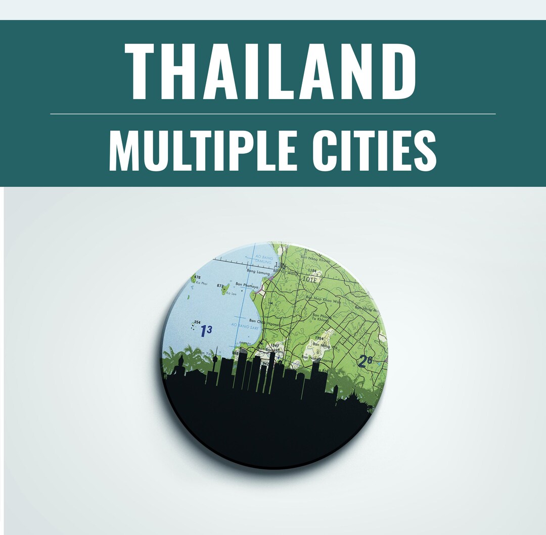 Thailand Coasters Set Thailand City Map Coasters for Drinks Unique Gift ...