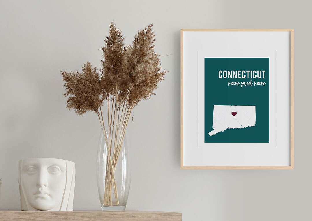 Connecticut Art | Custom Connecticut Wall Art | Connecticut Map Print ...