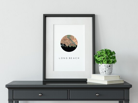 Long Beach Map Art Long Beach California Wall Art Long - Etsy