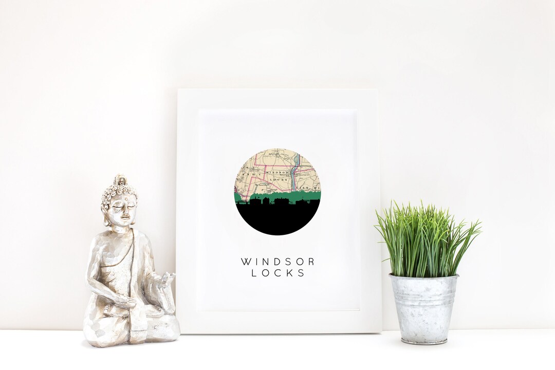 Windsor Locks CT Map Art, Connecticut Wall Art, Connecticut Map Poster ...