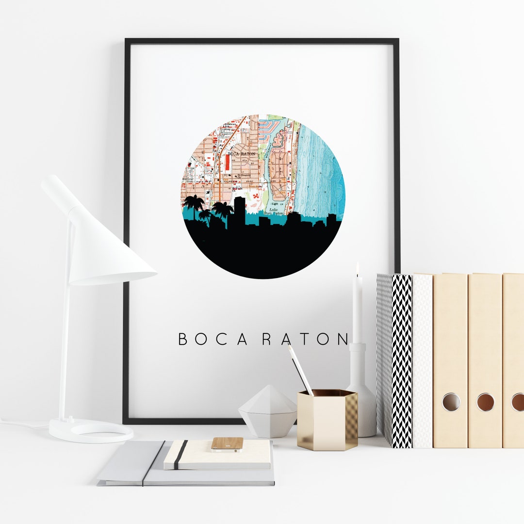 Boca Raton Map, Boca Raton Wall Art, Boca Raton Art Print, Boca Raton ...