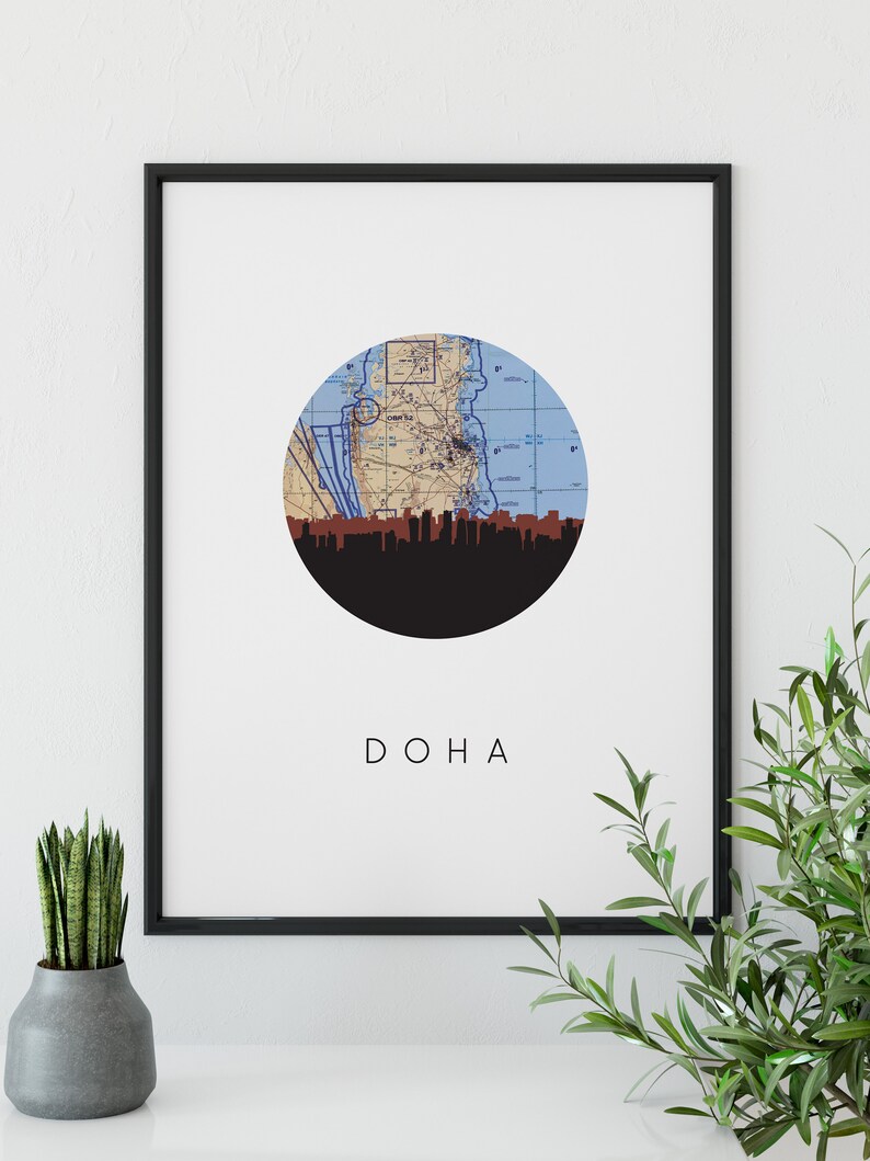 Doha Map Art Qatar Wall Art Middle Eastern Decor Middle | Etsy