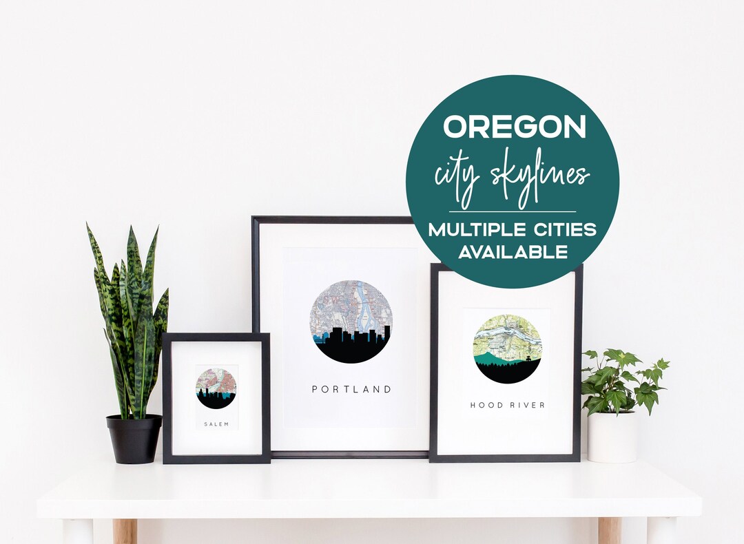 Oregon Art, Oregon Print, Portland Oregon City Wall Art, City Skyline ...