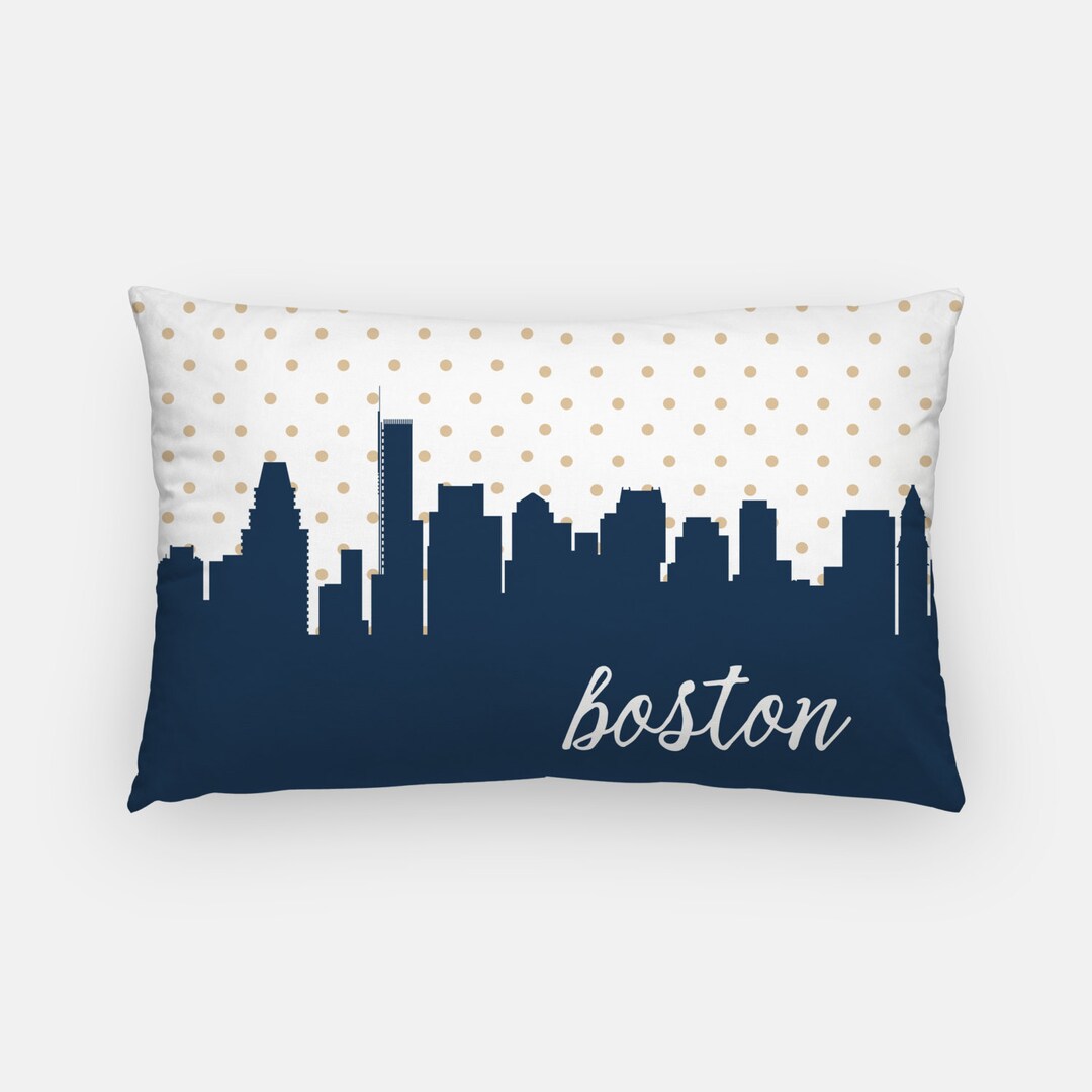 Boston Skyline Pillow: Gold Polka Dot Accent Pillow, City Home Decor - Etsy