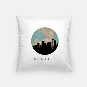 Seattle Map Pillow, Seattle Skyline Pillow, Washington Throw Pillow ...