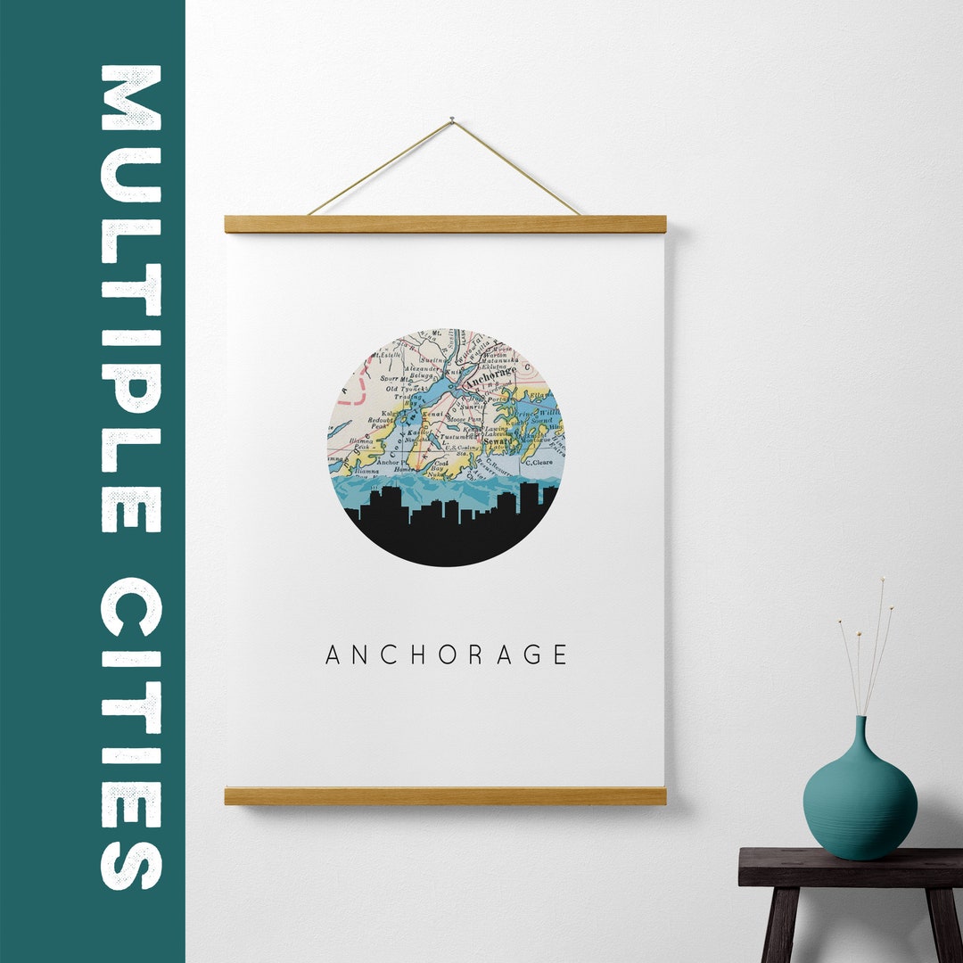 Alaska Rustic Decor, City Map Art in Multiple Cities and Frame Colors ...