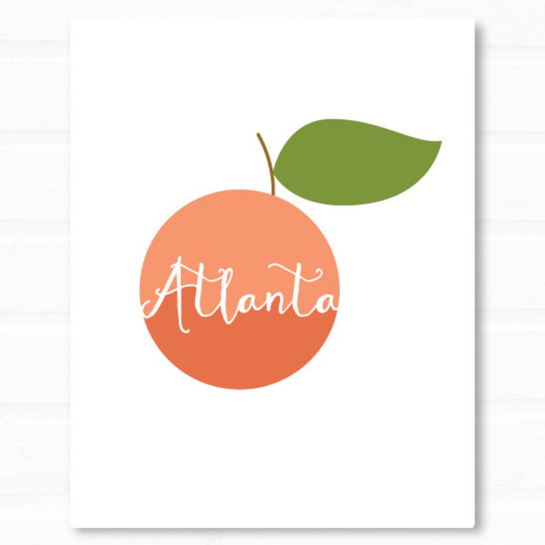 Atlanta Peach Wall Art Atlanta Print Atlanta Poster Georgia | Etsy