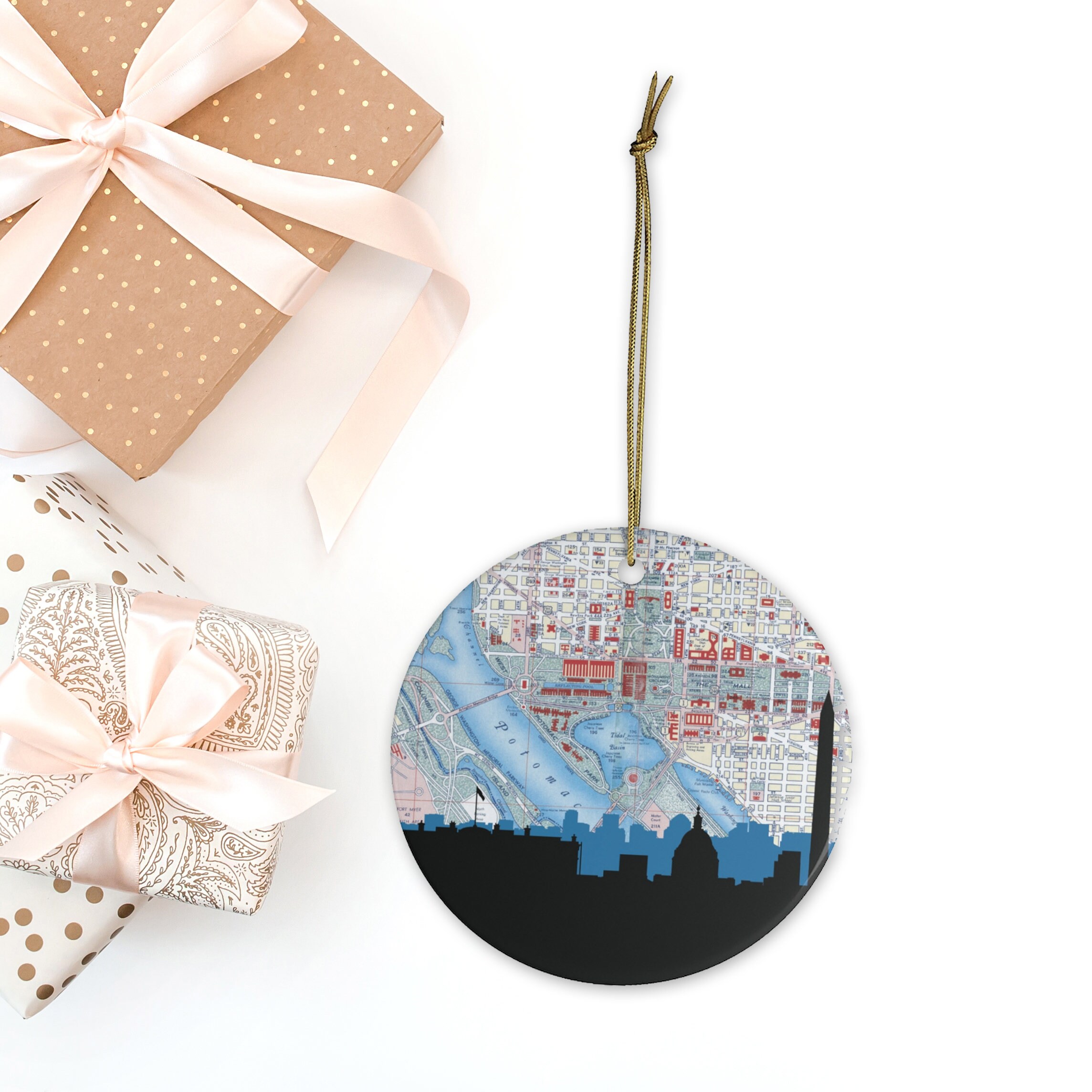 Washington DC Map Christmas Ornament: Ceramic Souvenir Gift - Etsy