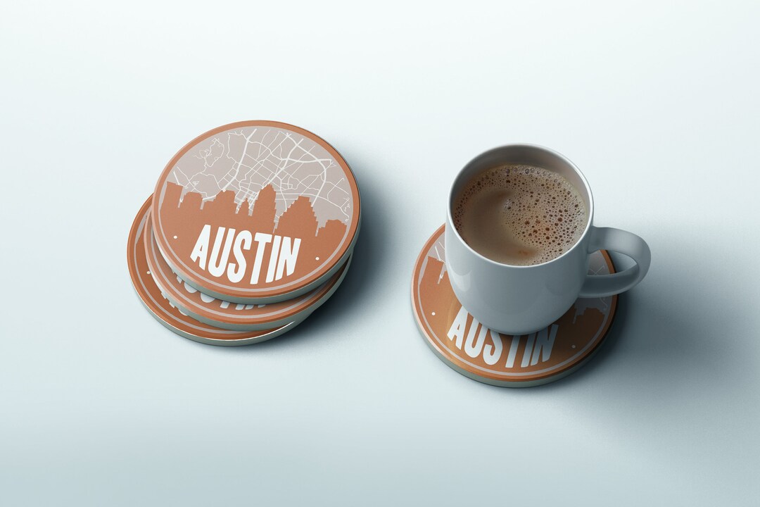 Austin Map Coaster Set, Austin Texas Coasters, Austin Skyline and ...