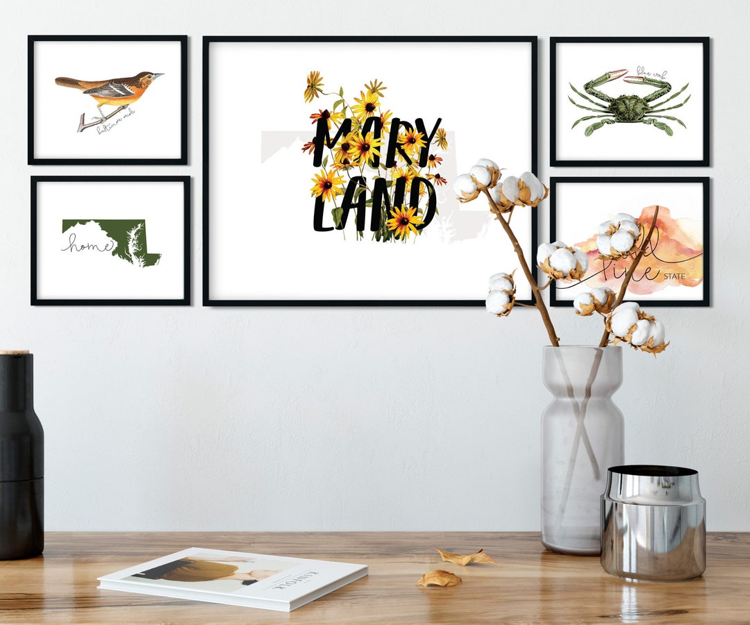Maryland Gallery Wall Set, Maryland Decor, Set of 5 Prints, Maryland ...
