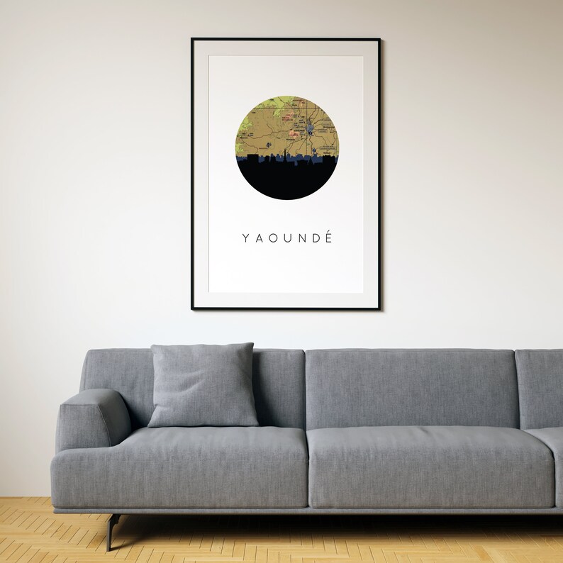 Yaoundé Map Yaoundé Print Africa Art Print Cameroon Wall - Etsy