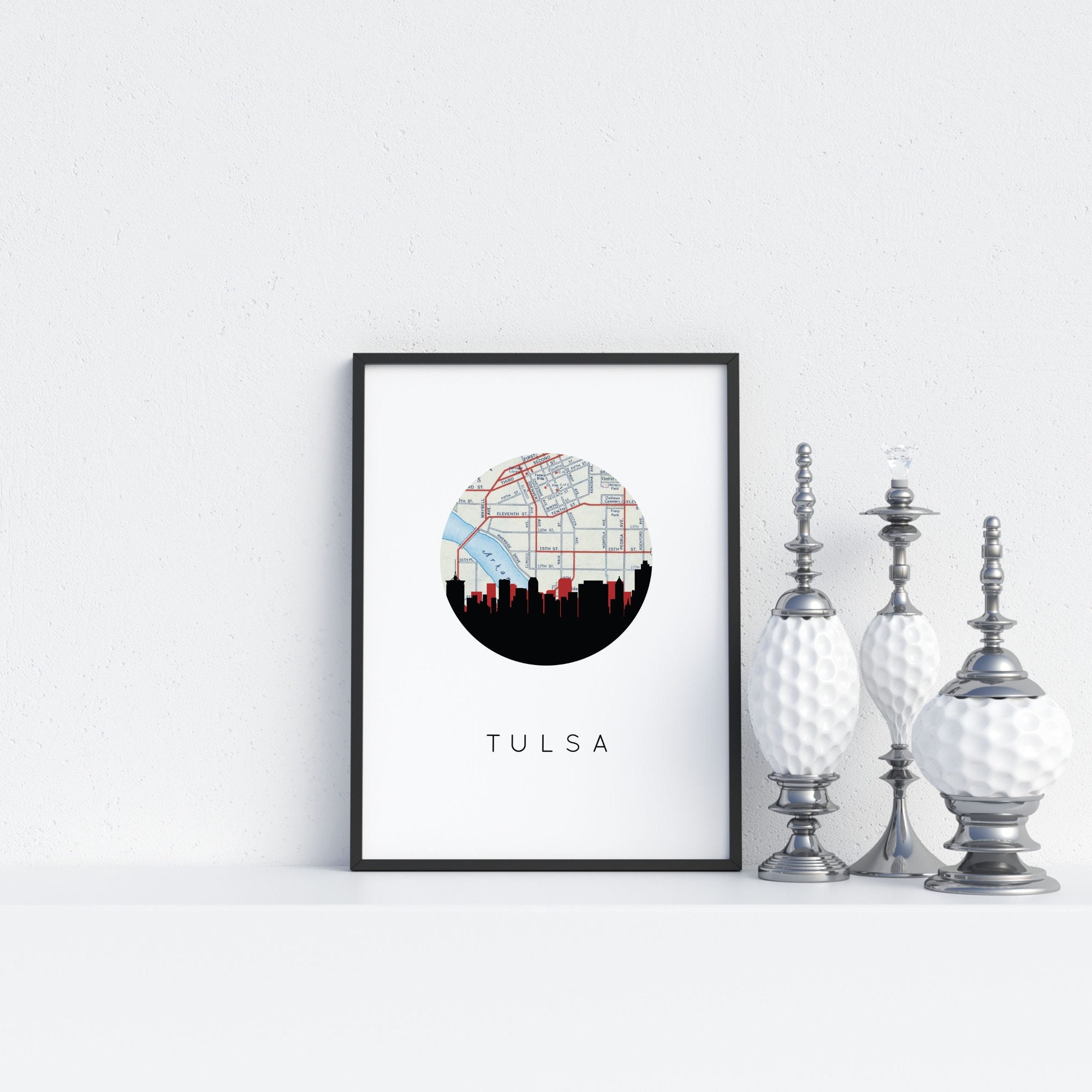 Tulsa, Oklahoma Wall Art, Tulsa Skyline Art, Oklahoma Wall Art ...