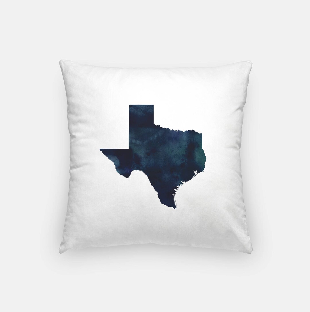 Texas Pillow: Navy Blue Watercolor State Art, Texas Home Decor (18x18 ...
