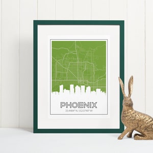 Phoenix, Arizona Map Wall Art, Arizona Home Decor, Phoenix Skyline ...