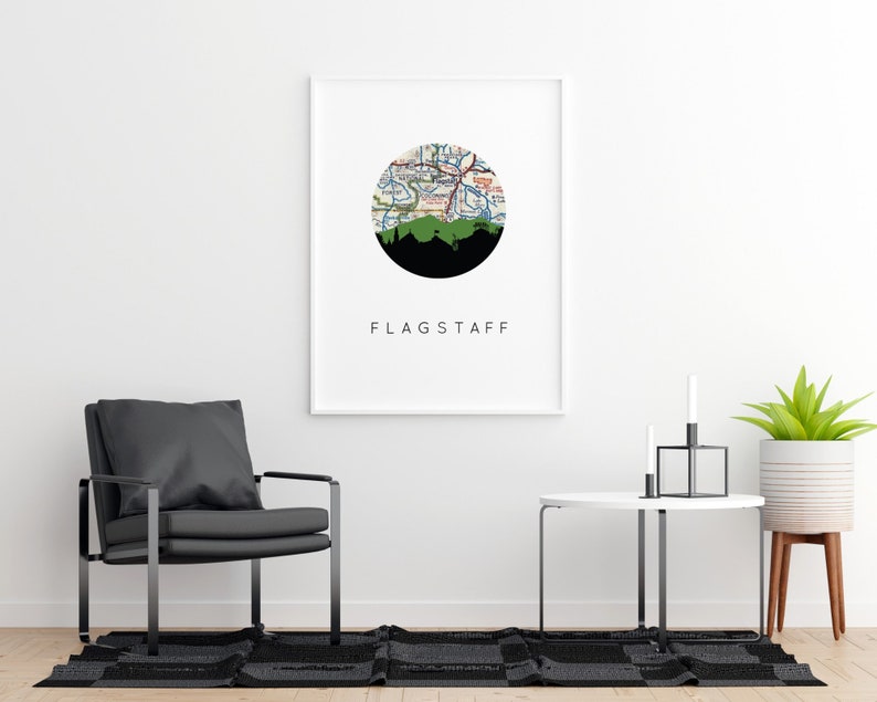 Flagstaff Arizona Art Print Arizona Map Art Flagstaff City - Etsy
