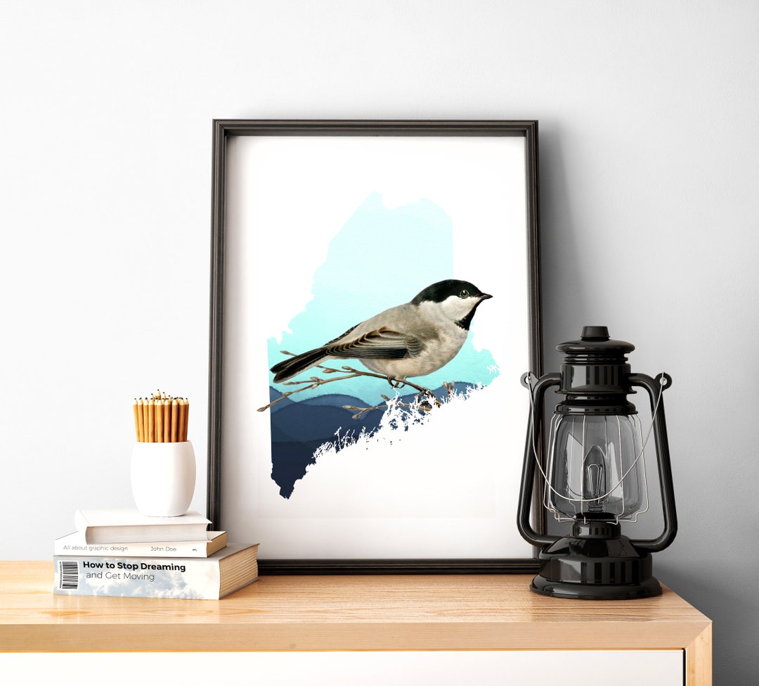 Maine State Bird Wall Art Coastal Home Decor and New England Gift Maine ...