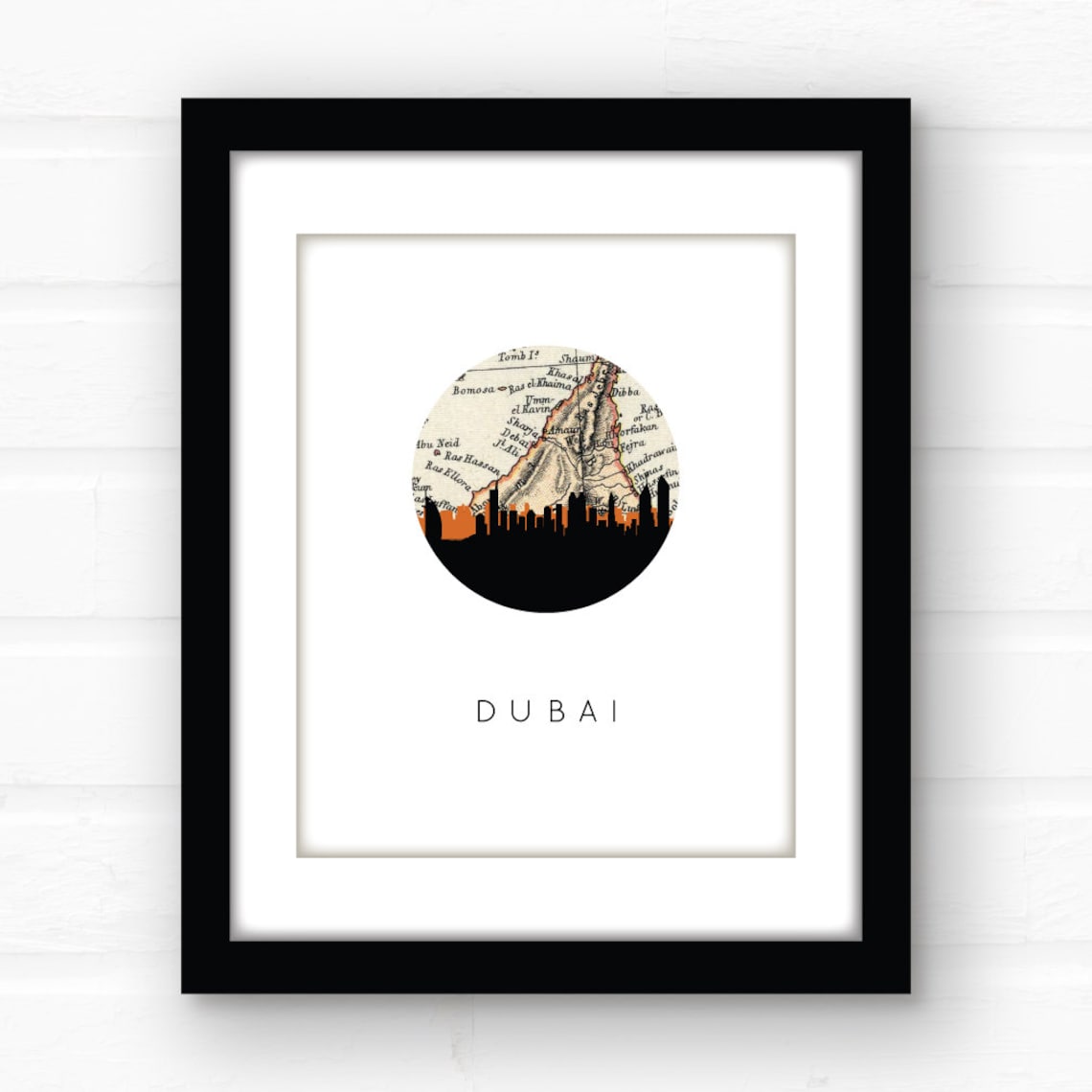 Dubai UAE map print Middle East wall art travel poster | Etsy