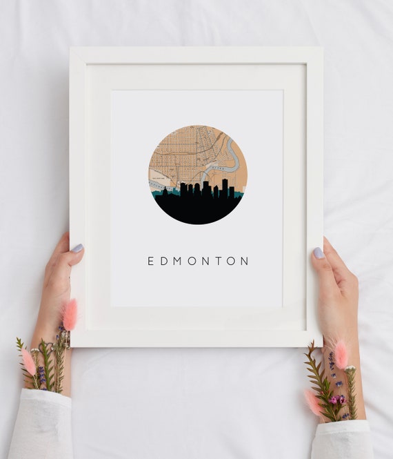 Edmonton Poster Edmonton Canada Map Art Edmonton Art Print | Etsy
