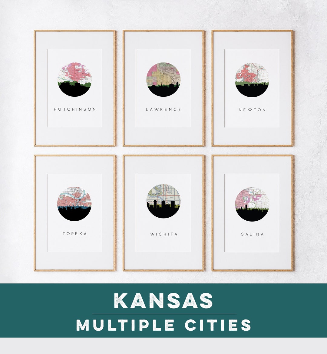 Kansas Wall Art Kansas City Map Art Kansas Print Wichita - Etsy