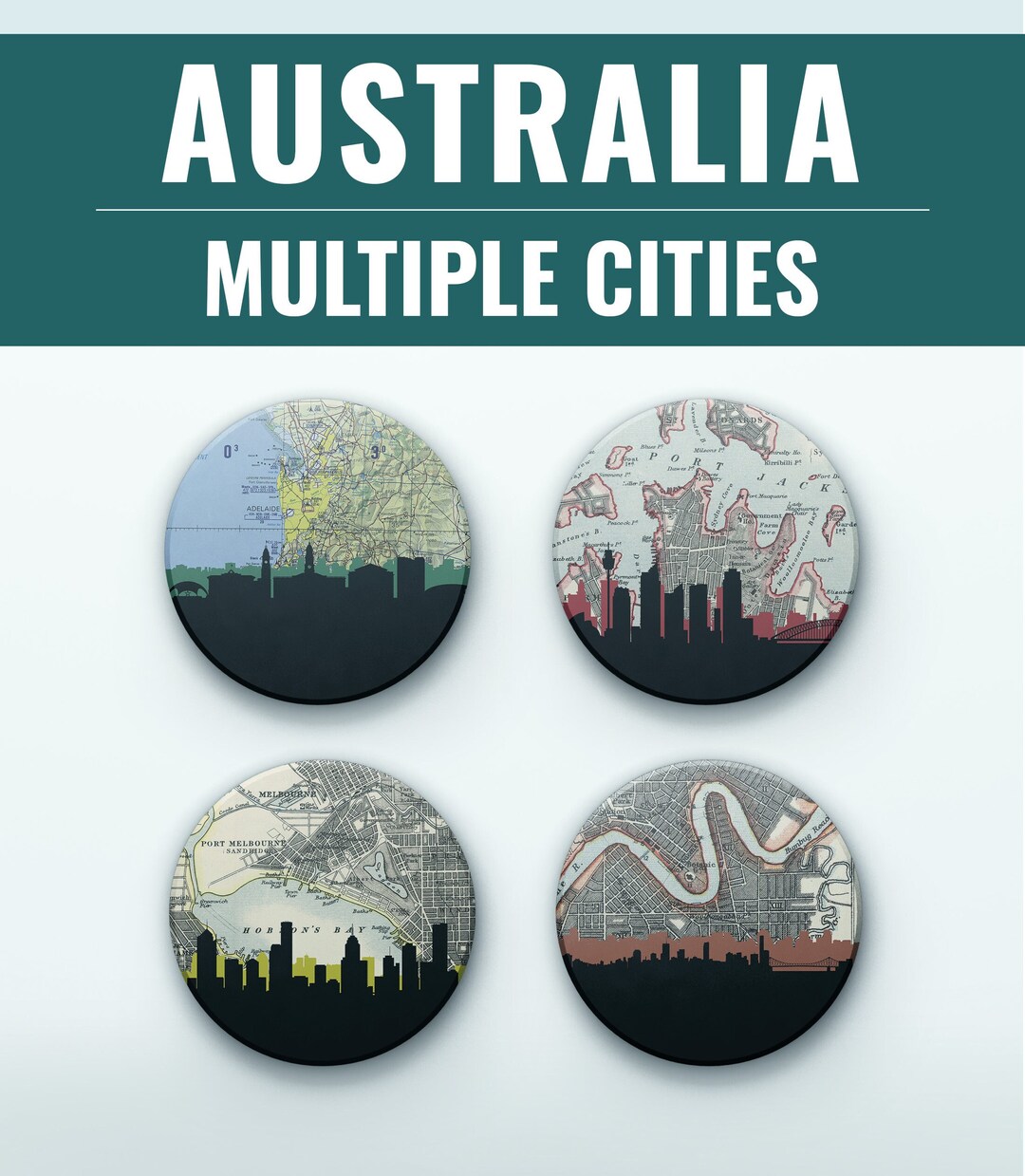 Australia Coasters Set, Australia Drink Coasters, Australia Coasters ...
