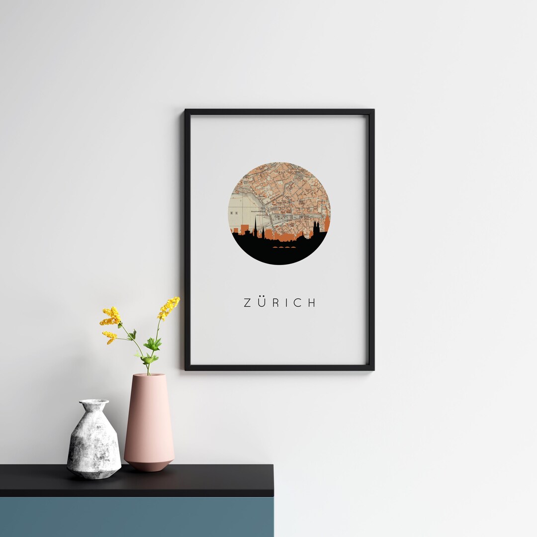 Zurich Map Art, Zurich Switzerland Art, Zurich Poster, Zurich Print ...