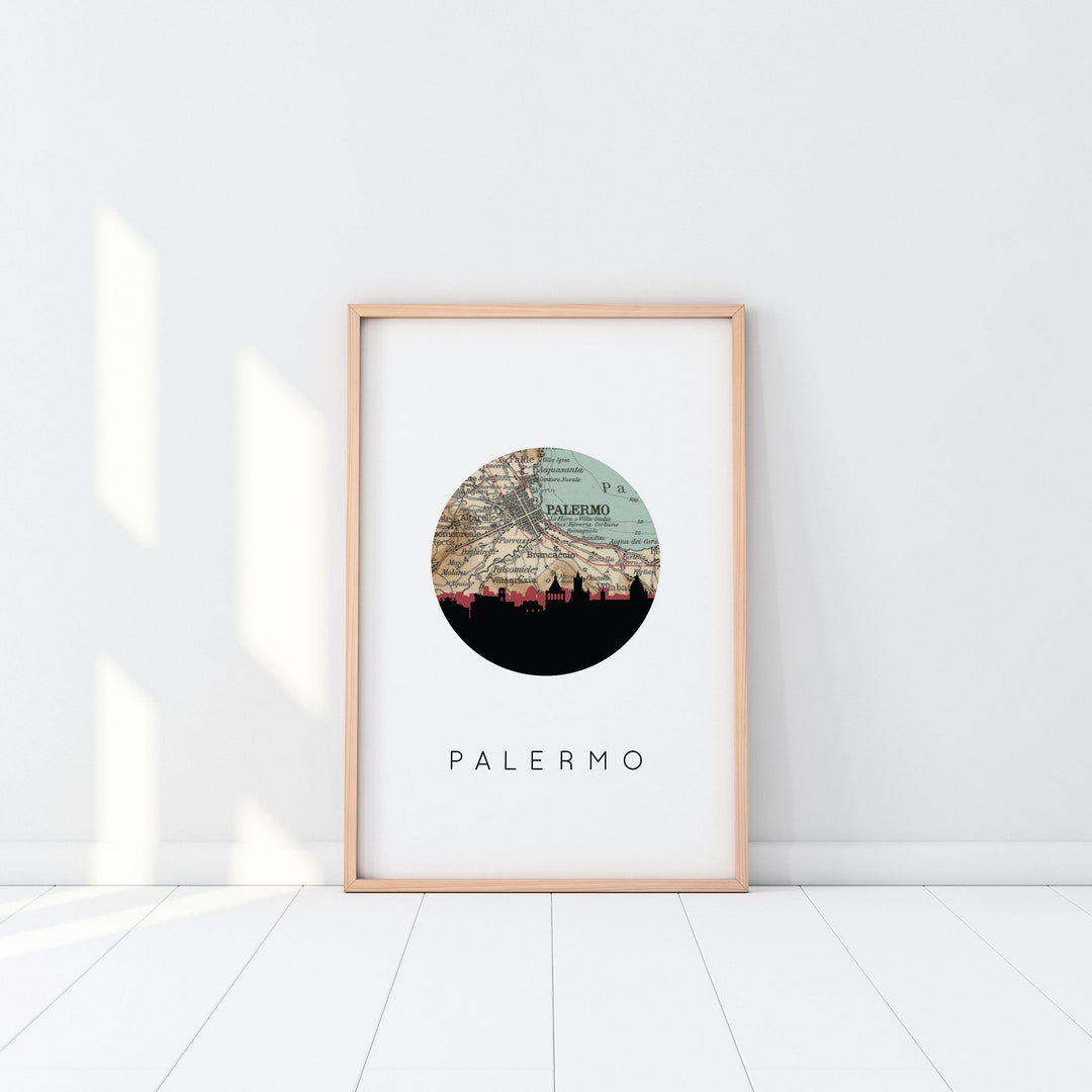 Palermo Italy Map Print, Italy Wall Art, Italy Print, Skyline Art Print ...
