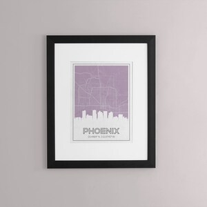 Phoenix, Arizona Map Wall Art, Arizona Home Decor, Phoenix Skyline ...